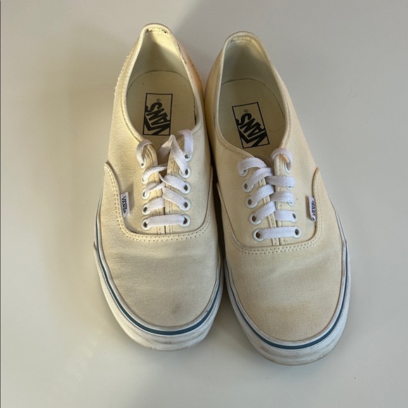 Vans | Shoes | Vans Cream Canvas Sneakers With White Laces | Poshmark